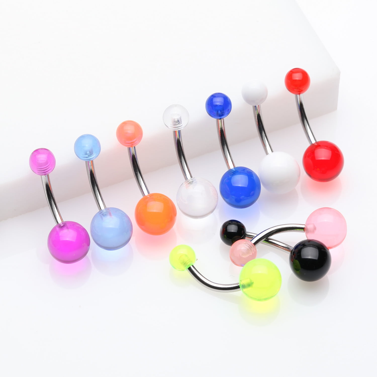 10 Pcs Assorted Basic UV Acrylic Belly Button Ring - Walmart.com