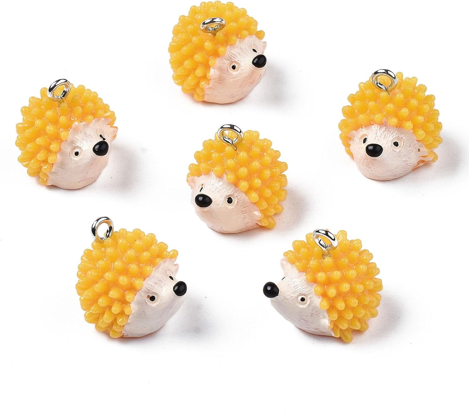 10 Pcs Autumn Theme Opaque Resin Hedgehog Pendants Charms with Platinum ...