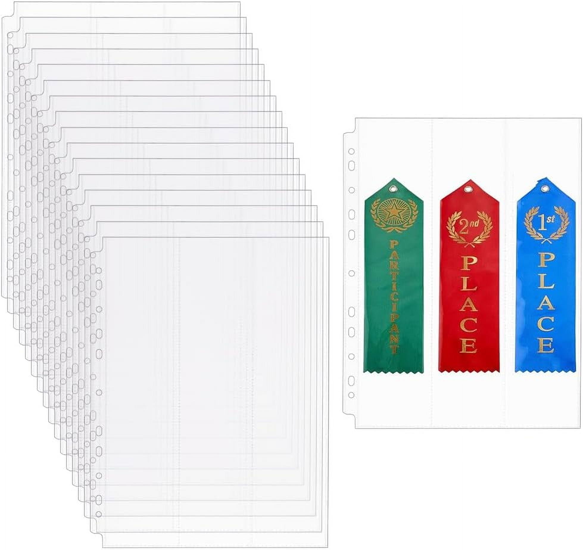 10 Pcs Award Ribbon Clear Pages Sheets Organizer 12.2x2.87inch Inner ...