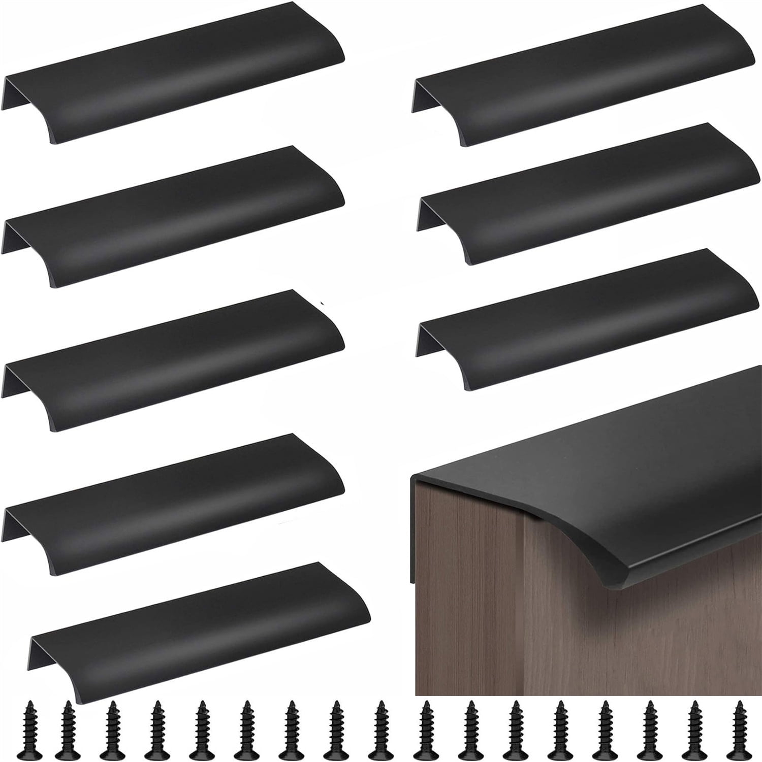 10 Pcs Back Mount Finger Edge Pull with Screws,Happon 150mm/5.9 ...