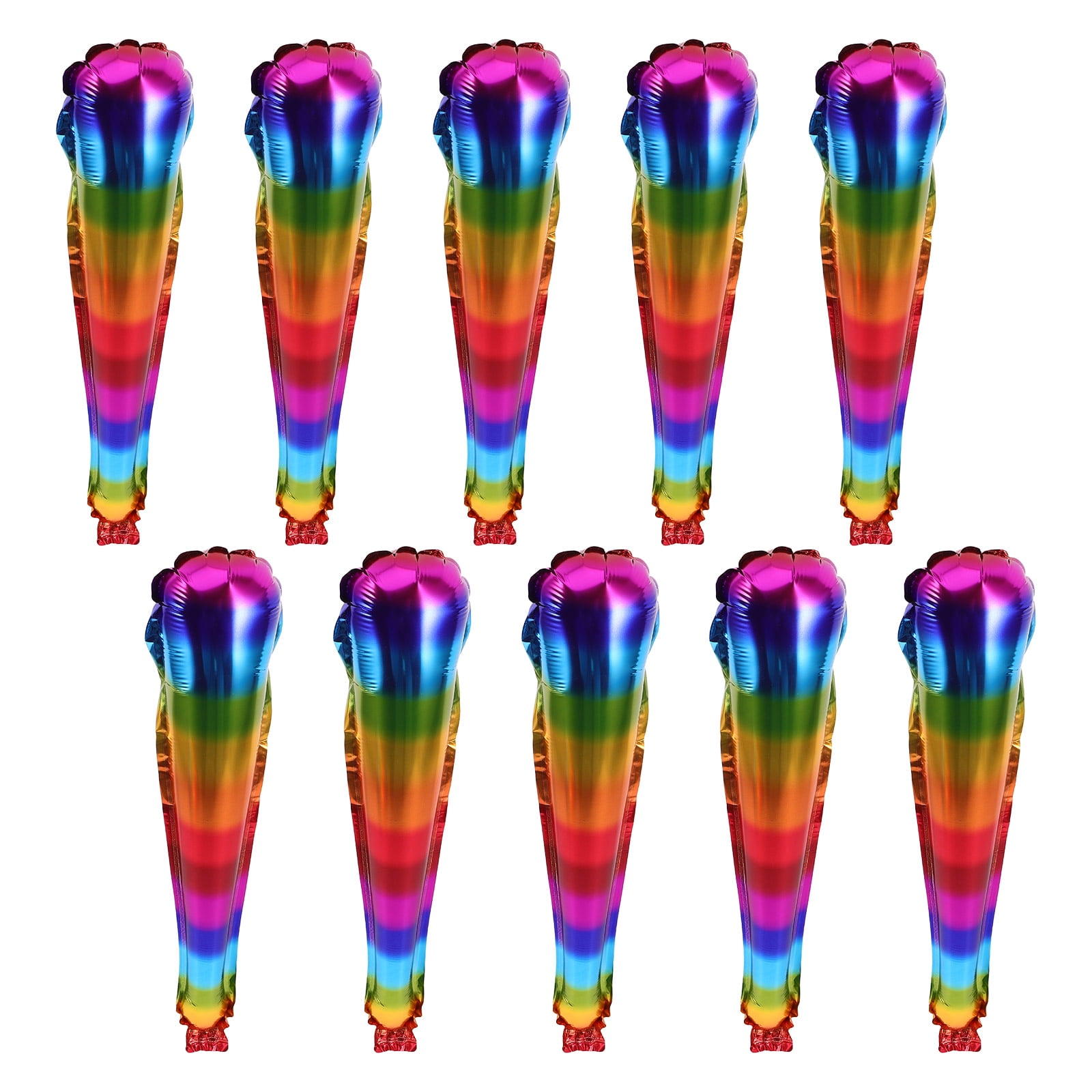 10 Pcs Balloons Rainbow Balloon Wand Colorful Cheering Sticks 35.00X10 ...