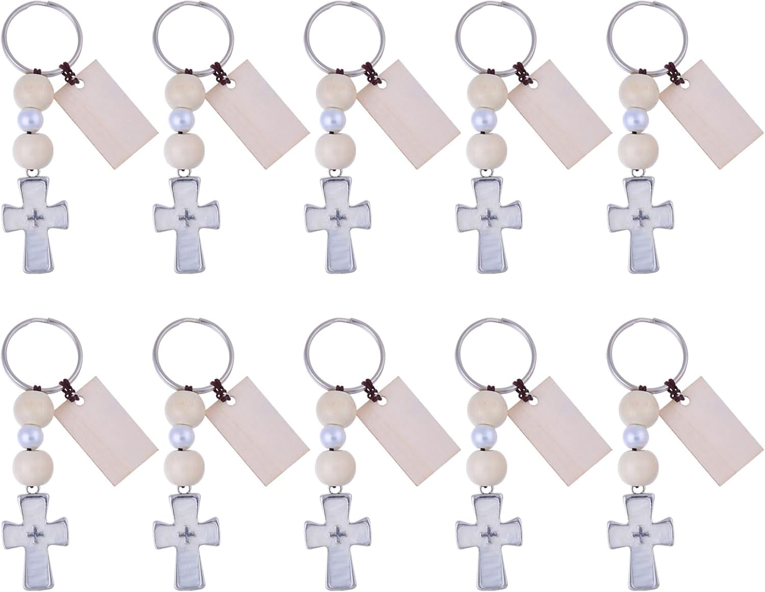 10 Pcs Baptism Favors Cross Keychain Wooden Cross Keychain Christian ...