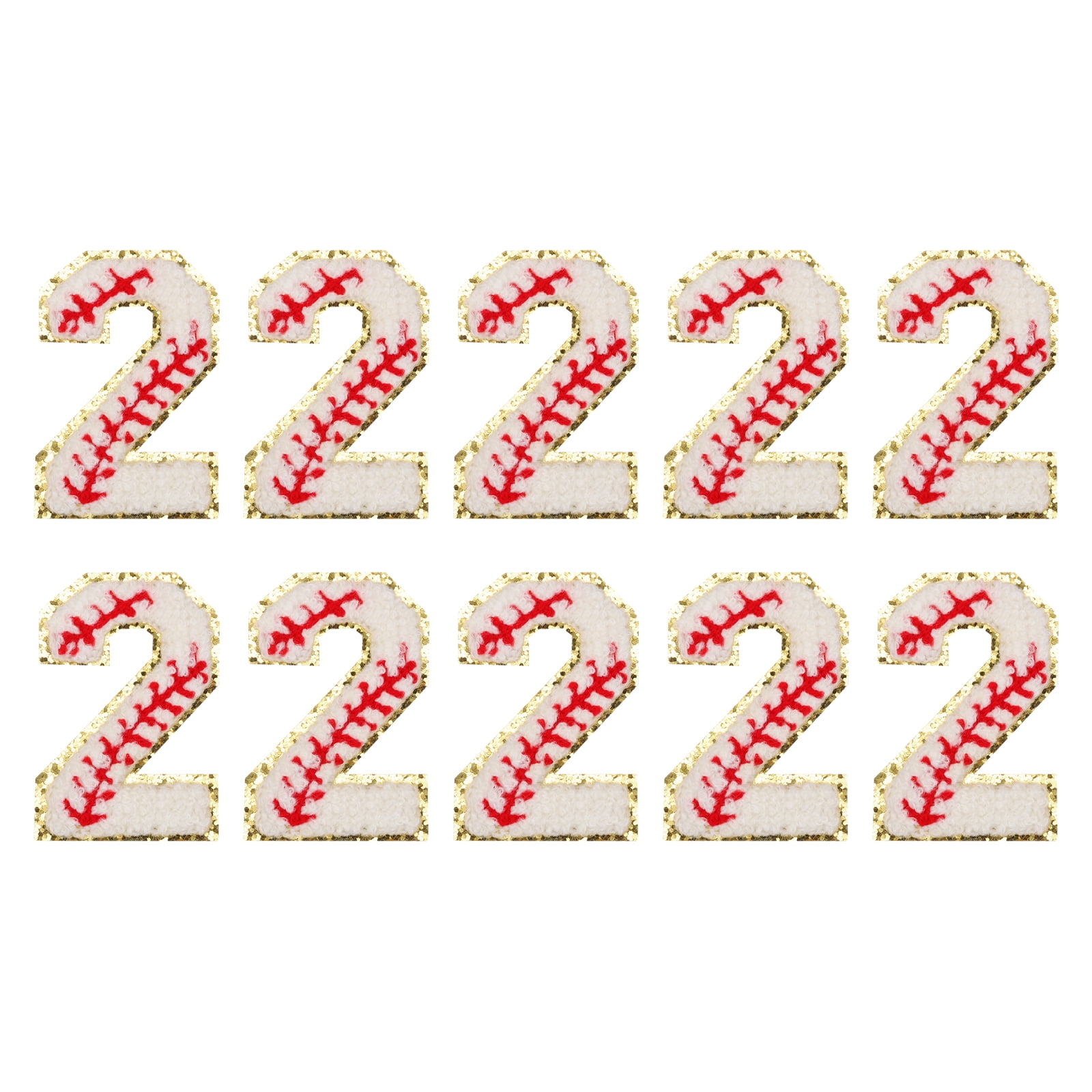 10 Pcs Baseball Number Patches Iron on, 2.76"x1.81" Chenille Number 2 ...