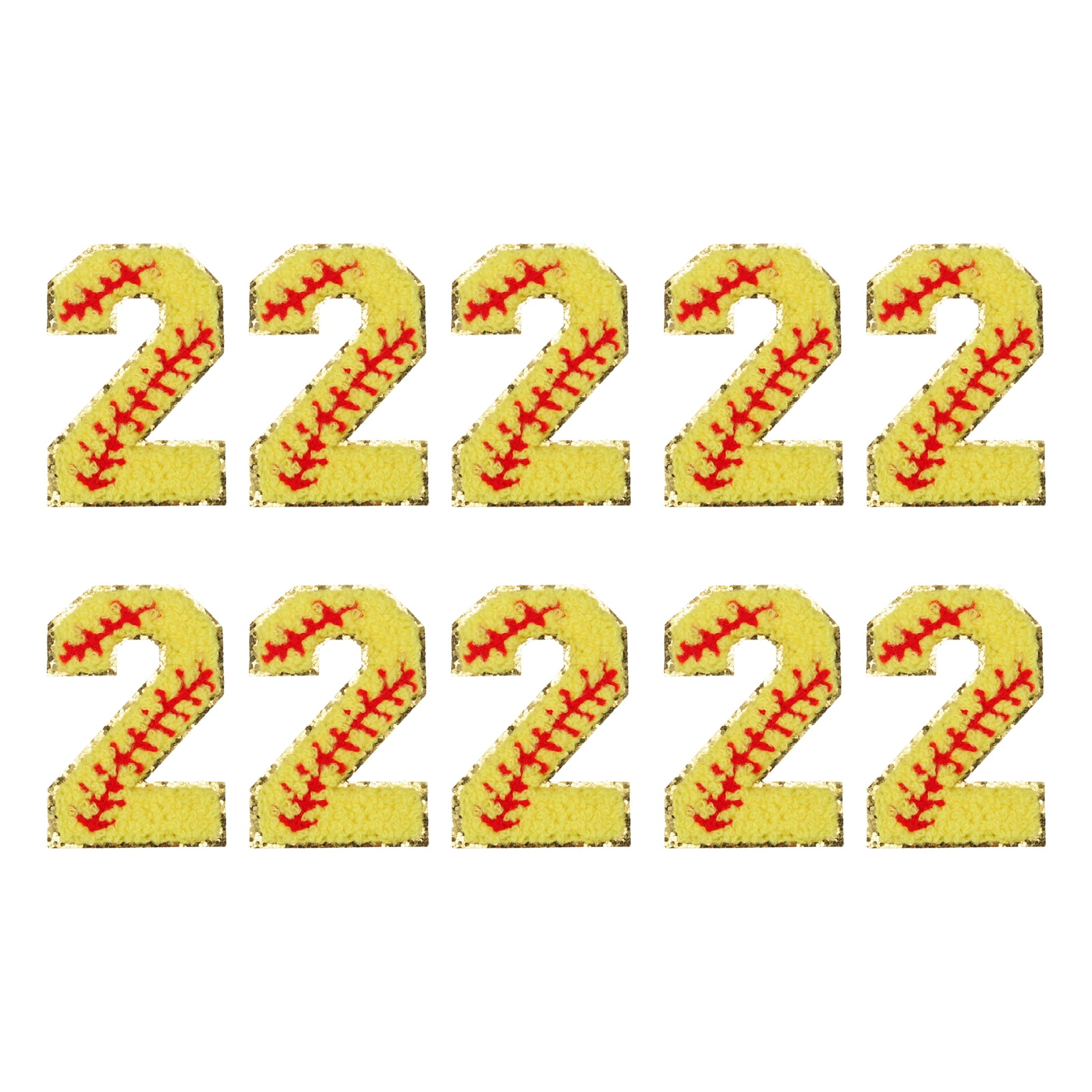 10 Pcs Baseball Number Patches Iron on, 2.76"x1.81" Chenille Number 2 ...