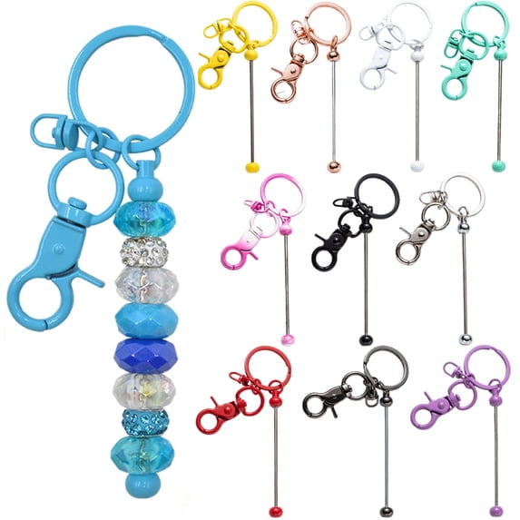 10 Pcs Beadable Keychain Blanks Bulk Kit, DIY Metal Keychain Making ...