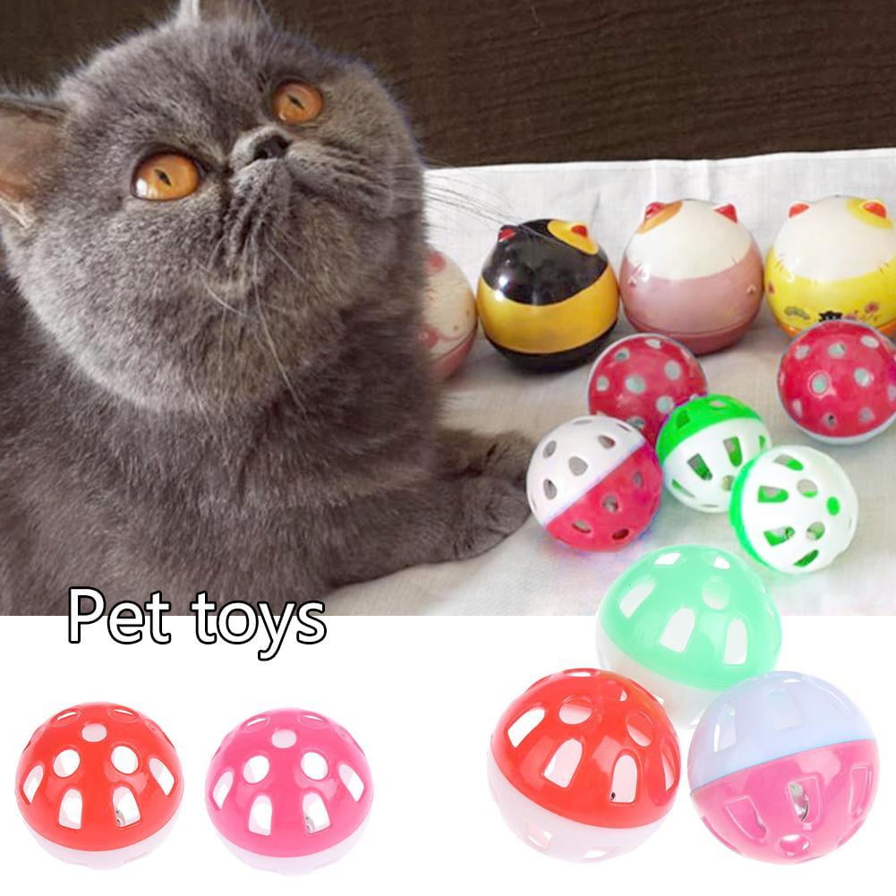 10 Pcs Bell Toys for Cats Colorful Plastic Hollow Two-Tone Jingle Bell ...