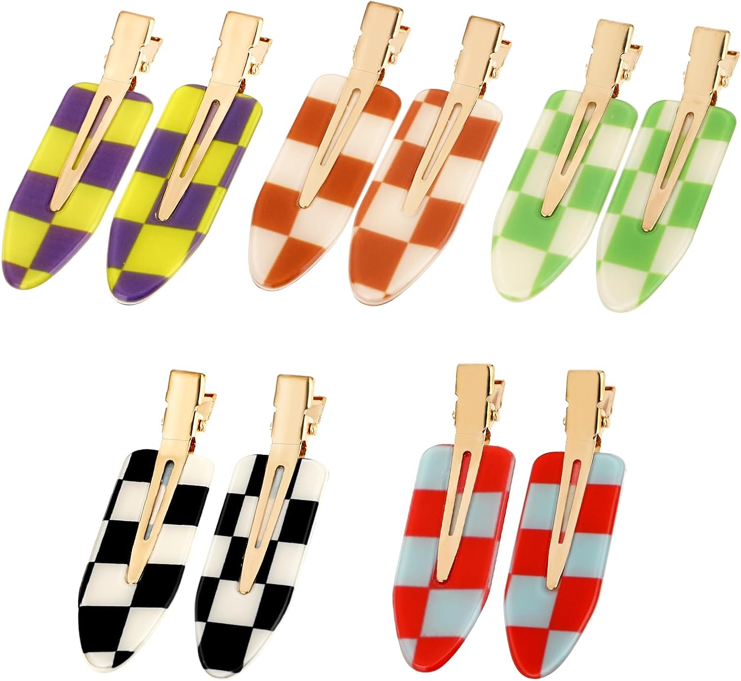 10 Pcs No Bend Hair Clips Checkered Hair Clip Checkerboard Pattern ...