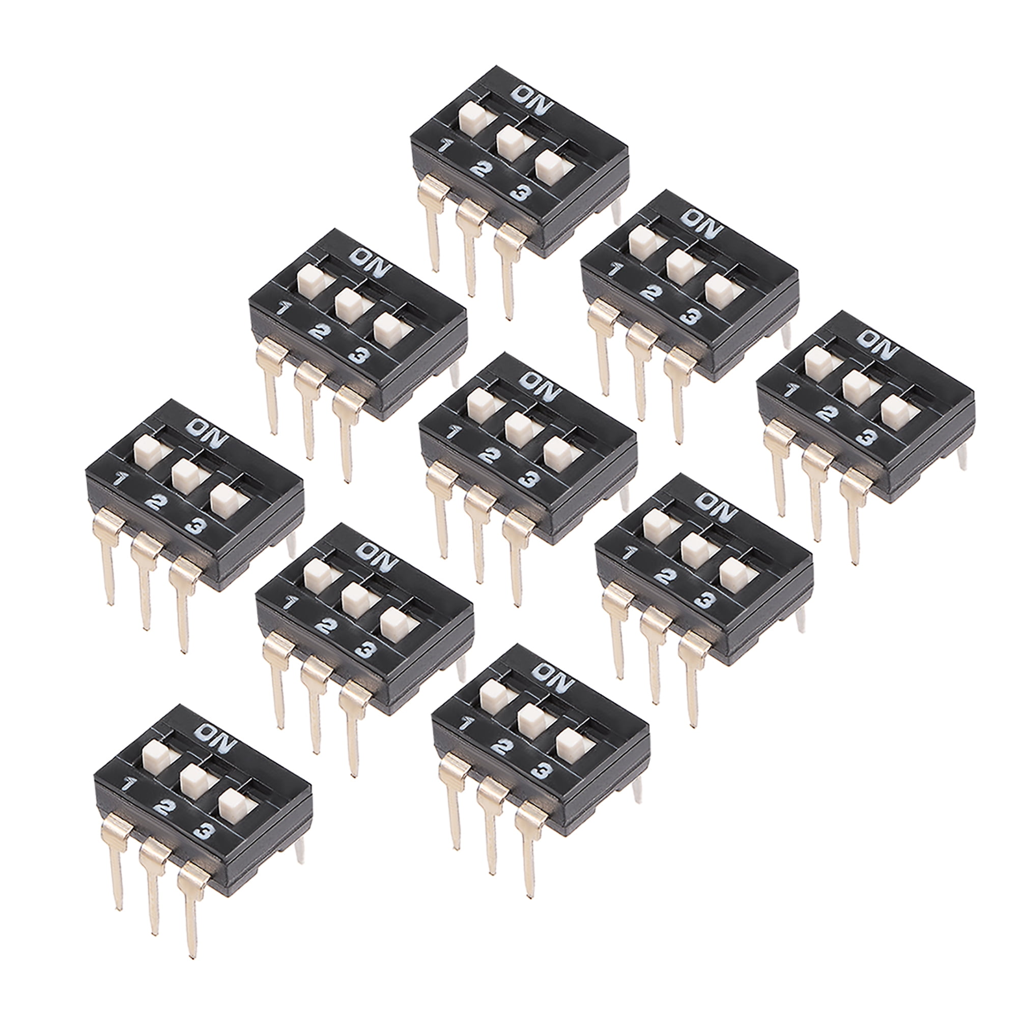 10 Pcs Black DIP Switch 1 2 3 Positions 2.54mm Pitch for Breadboards ...