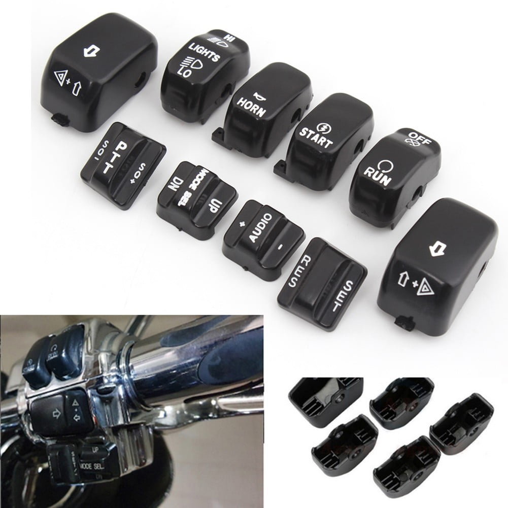 10 Pcs Black Hand Control Switch Housing Button Cover Kit for Harley 96 ...