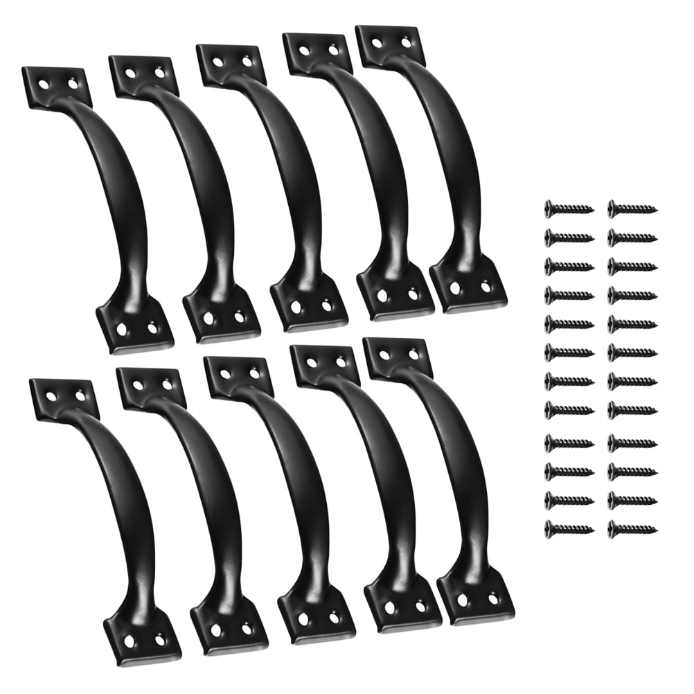 10 Pcs Black Handle Backyard Door Handle Utility Door Pulls with Screws ...