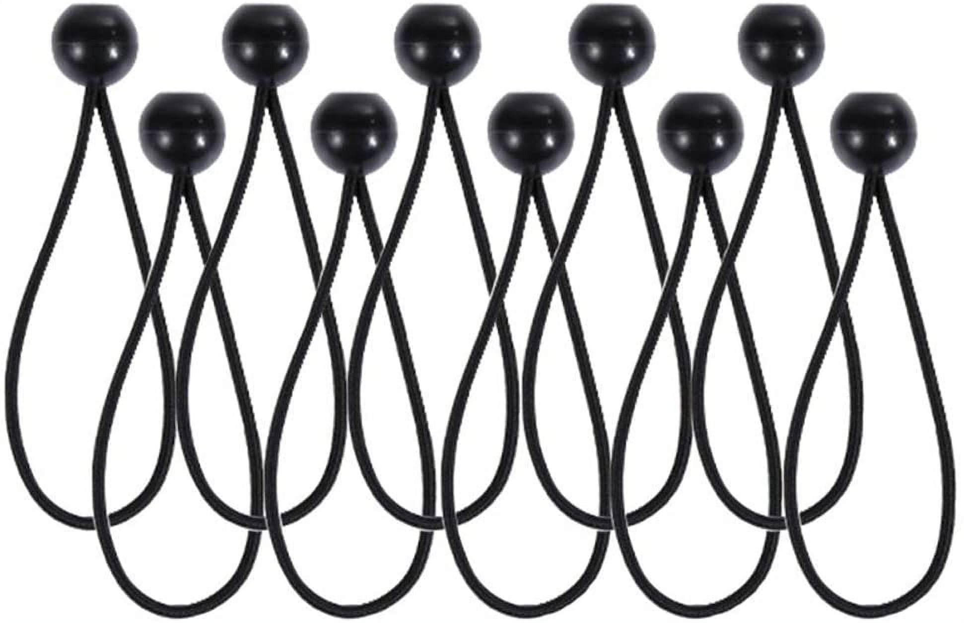10 Pcs Black Plastic Ball Bungee Cords High Elastic Bands for Tent Tarp ...
