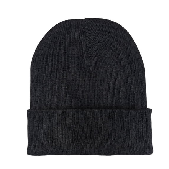 10 Pcs Black Solid Acrylic Knit Beanies, Women Korean Winter Windproof ...