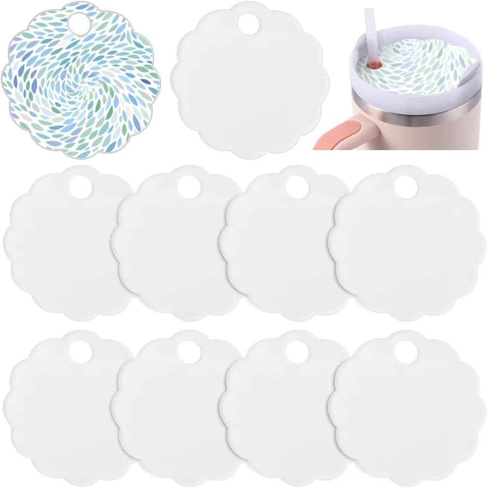 10 Pcs Blank Acrylic Sublimation Name Plate White Sublimation Cup Lid ...