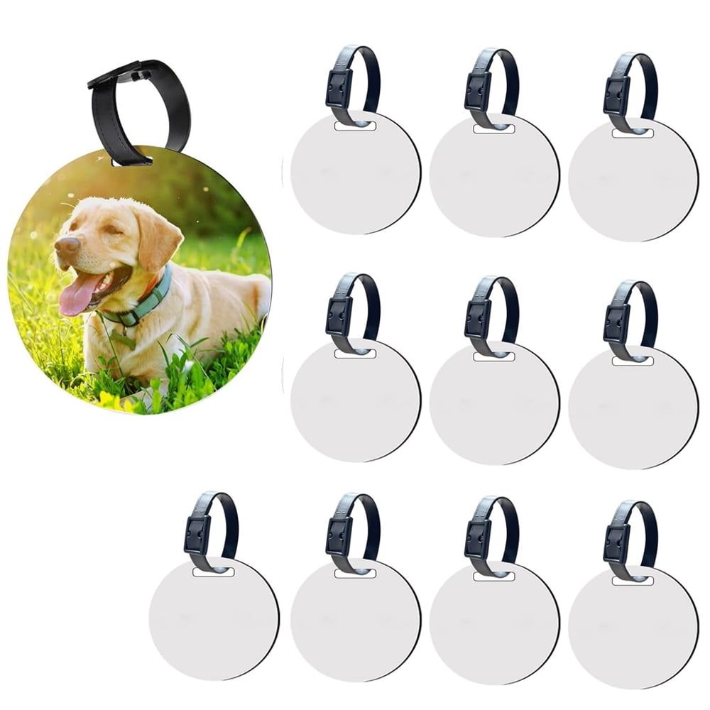 10 Pcs Blanks Luggage Tags Sublimation Blanks Round Labels with Strap ...