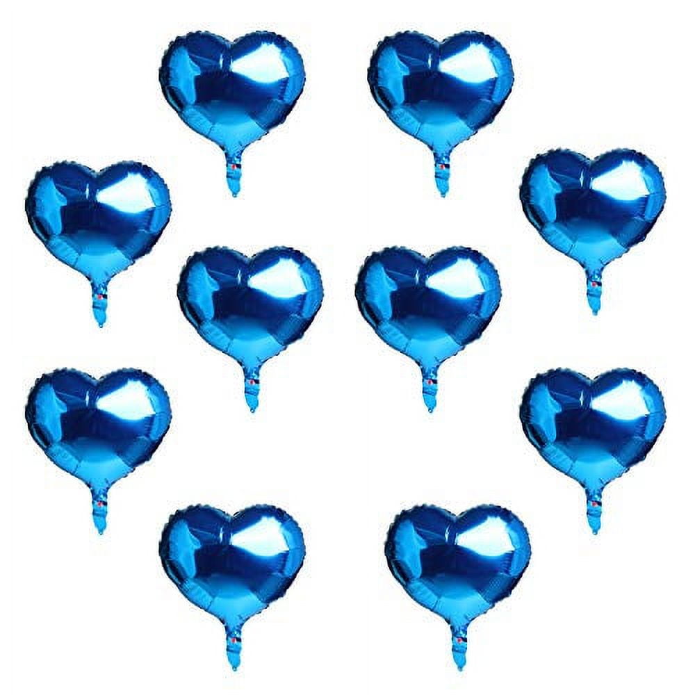 10 Pcs Blue Heart-Shaped Balloon 18 Inch Foil Balloon Mylar Balloon ...