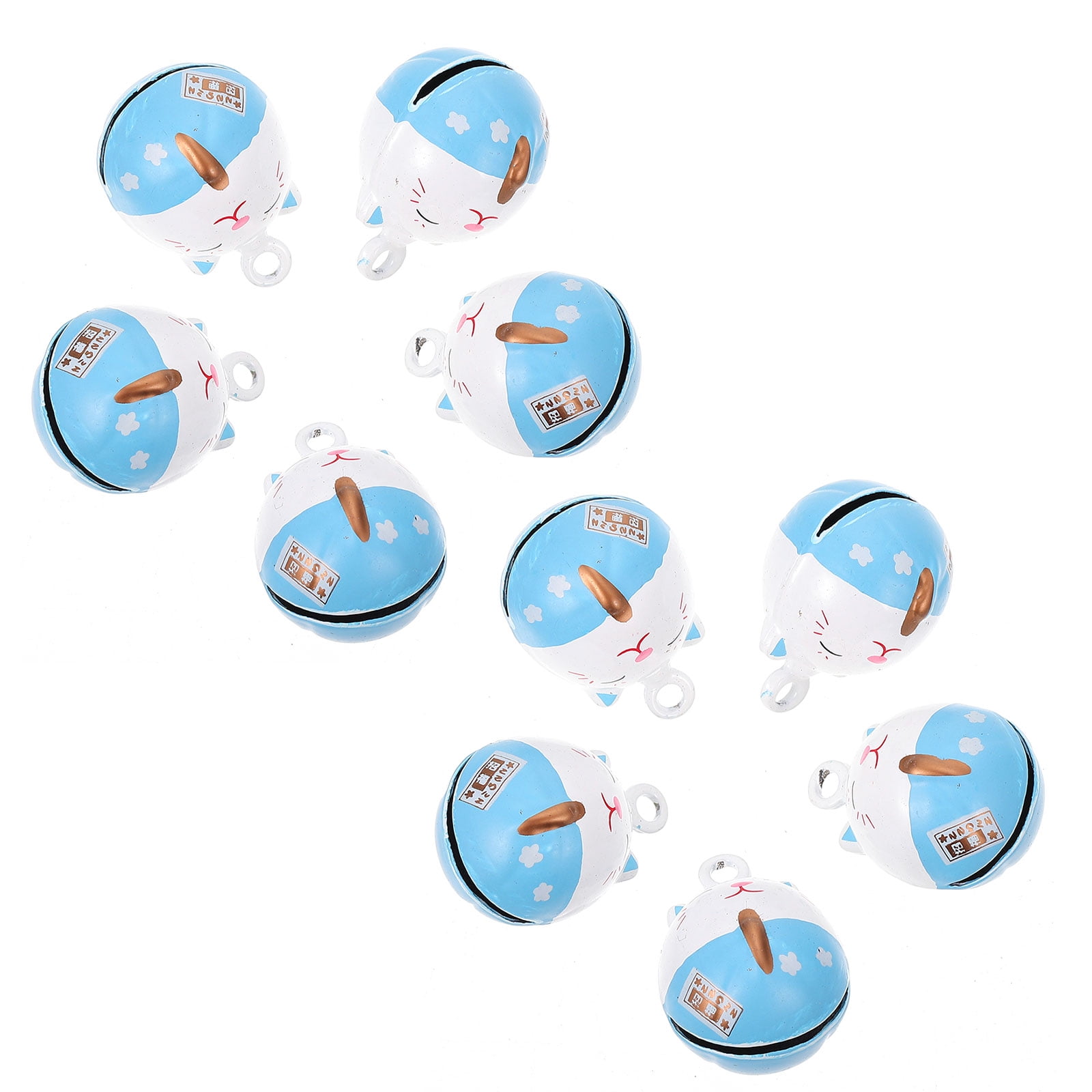 10 Pcs Blue and White Cat Bell Bells for Keychains Locket Mini ...