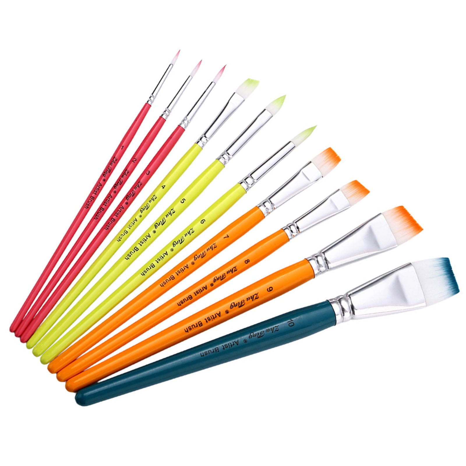 10 Pcs Body Painting Brushes Set Watercolor Paint Brush Nylon Hair ...