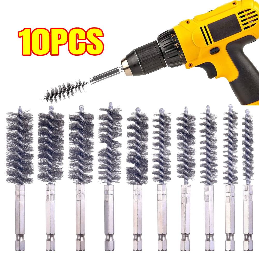 10 Pcs Bore Brush for Drill, Drill Wire Bore Brush, Stainless Steel ...