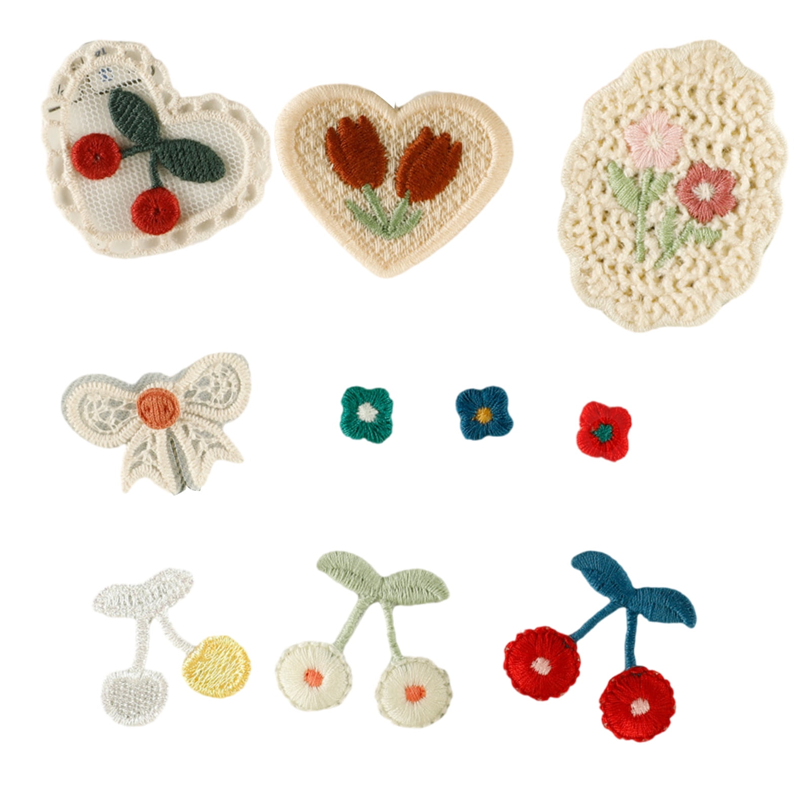 10 Pcs Bows Sewing Patches Heart Applique Patches Embroidered Patches ...