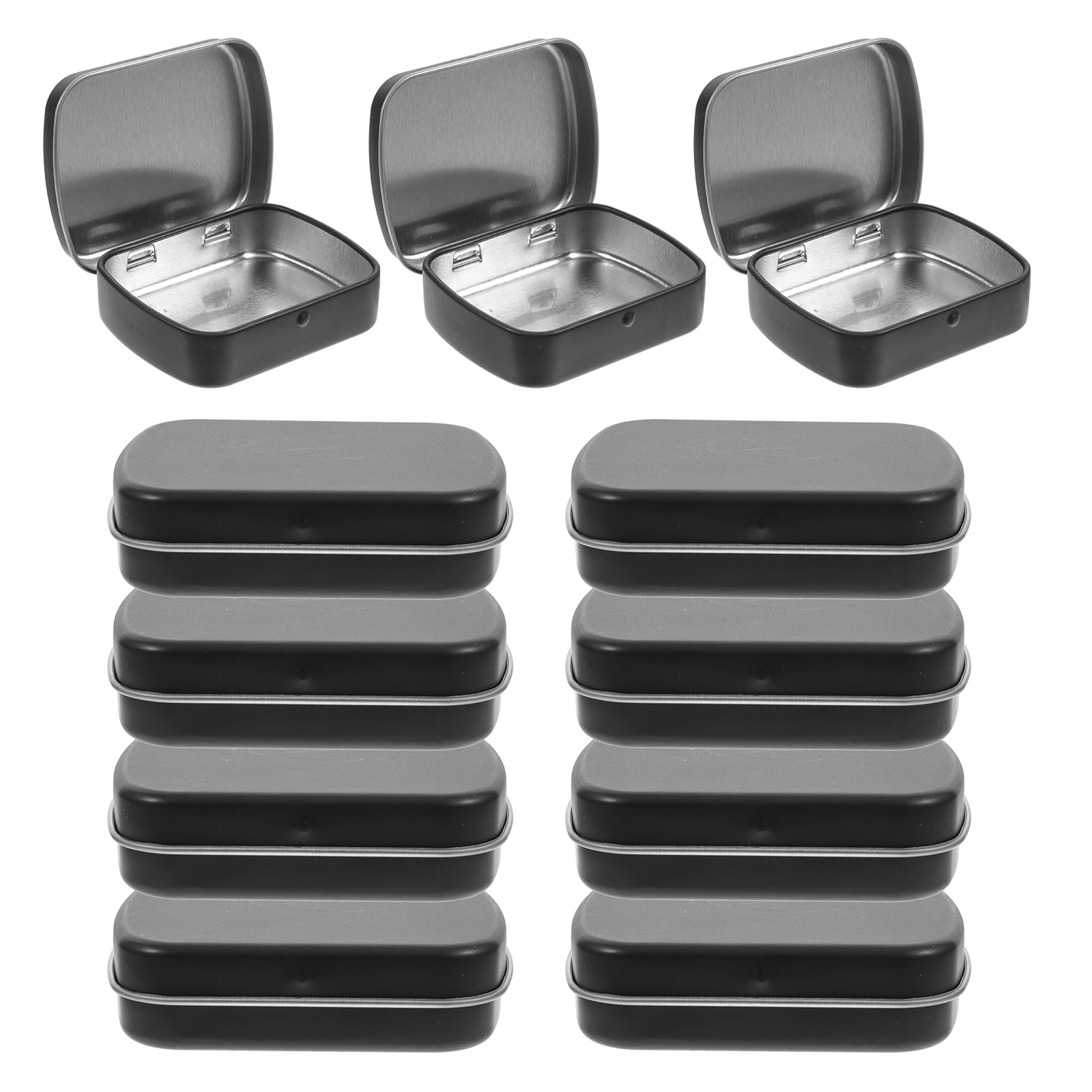 GAXIRE Black Rectangular Mini Tin Box 2.4X1.9In 10Set - Walmart.com