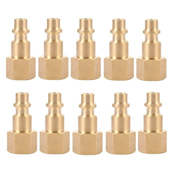 10 Pcs Brass 1/4Inch NPT Female Thread Air Hose Quick-Connect Adapter ...