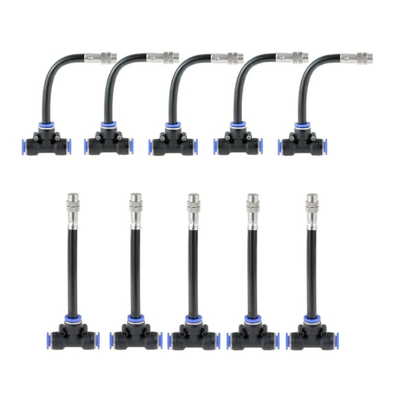 10 Pcs Brass Misting Nozzles Tee with 8 inch Built in Hose, 360 ...