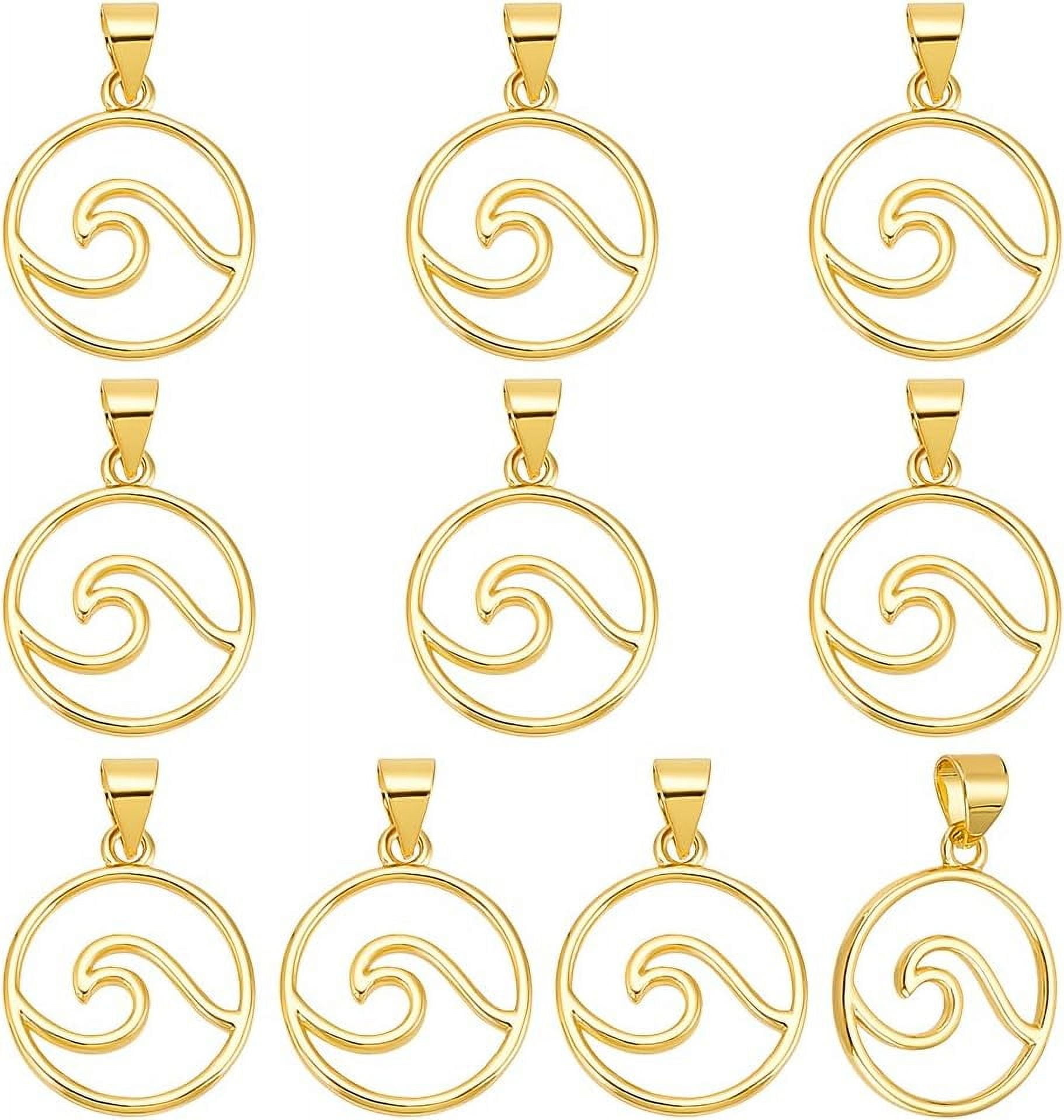 10 Pcs Brass Wave Charms Real 18k Gold Plated Hollow Massif Charms with ...
