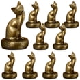 10 Pcs Bronze Cat Hinge Heads Decorative Topper, Resin Kitty Figurine ...