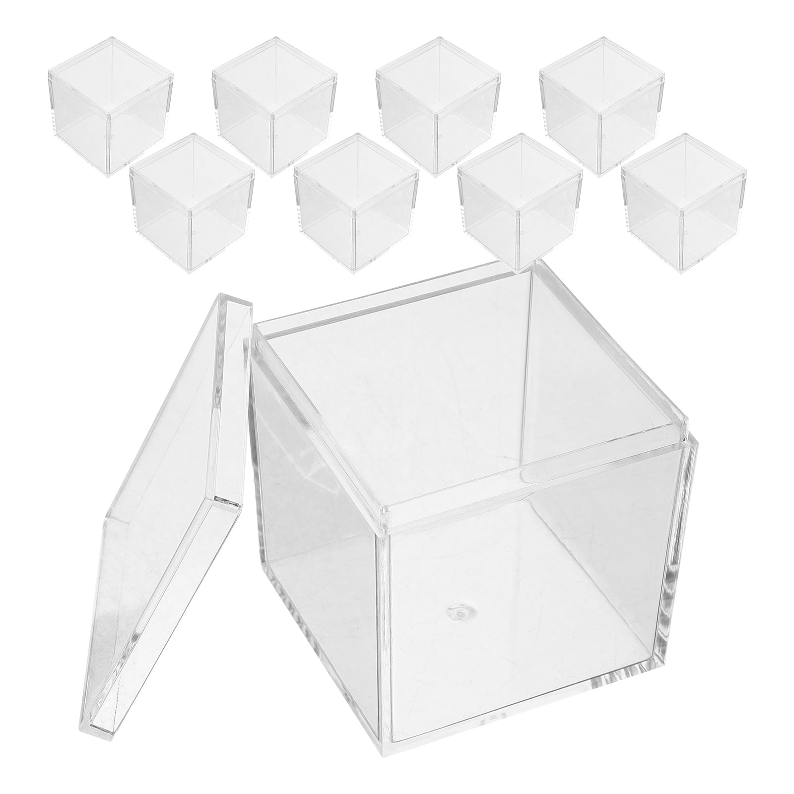 COMPUKAS 10 Pcs Stackable Clear Plastic Storage Boxes 5.50X5.50X5.50CM ...