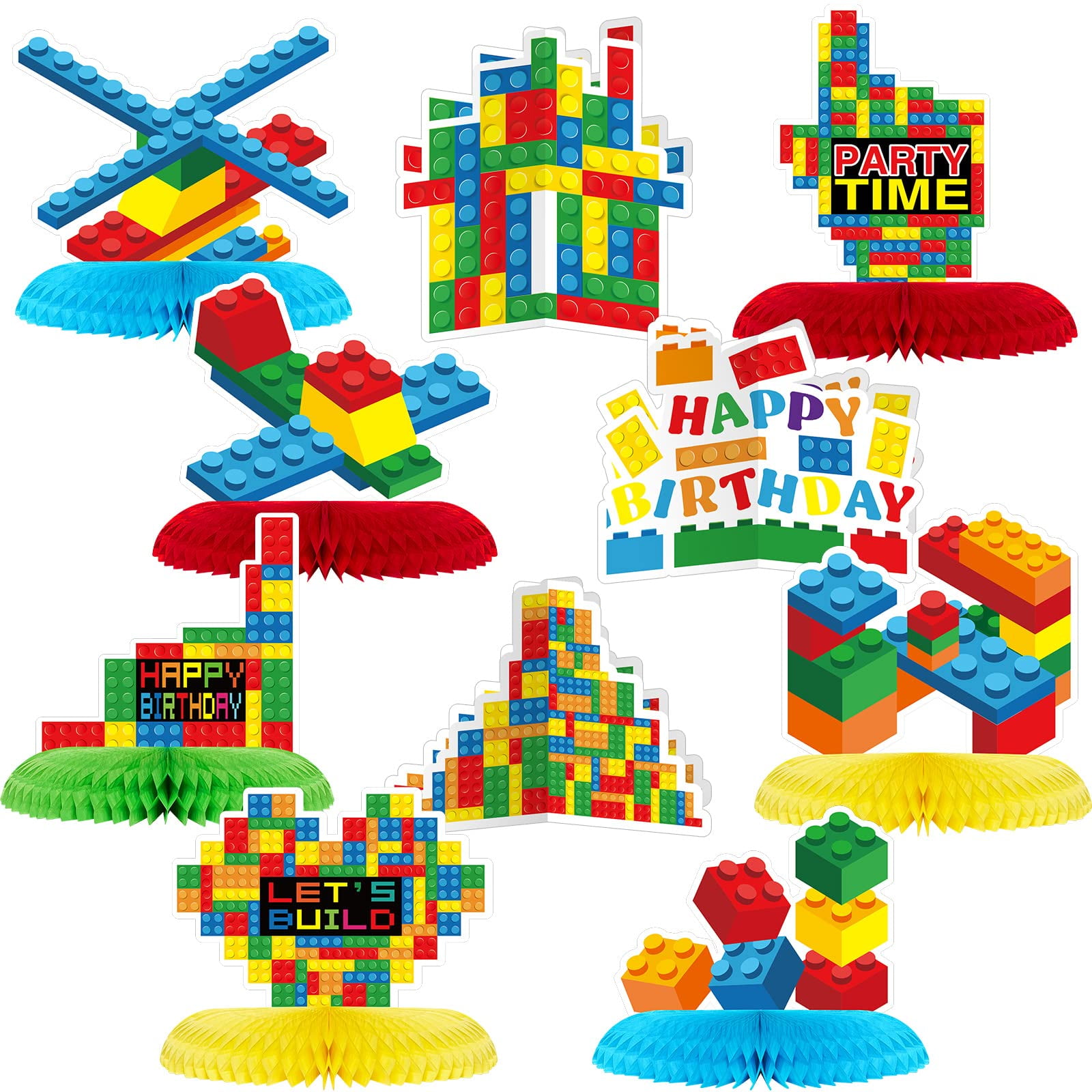 10 Pcs Building Block STF9 Birthday Party Supplies Building Block Table ...