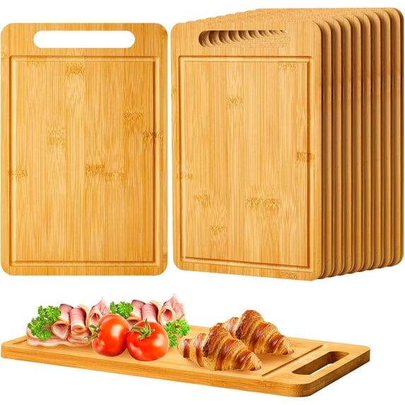 10 Pcs Bulk Wood Cutting Board with Handle 12 x 7.8 Inch Bamboo Wooden ...