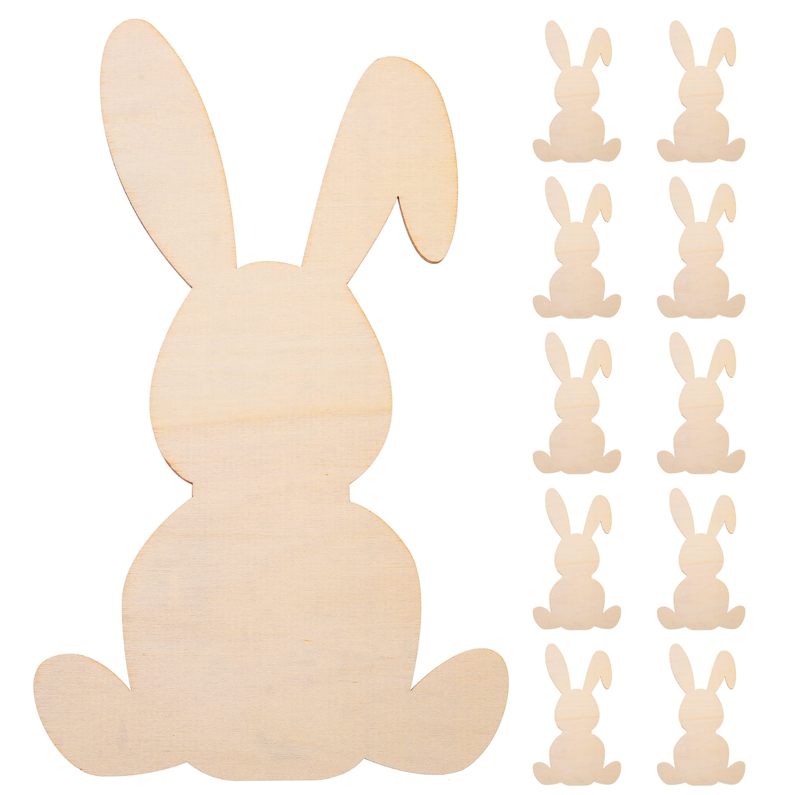 10 Pcs Bunny Cut Out Rabbit Shaped Wood Chips Easter Crafts Baby Child ...