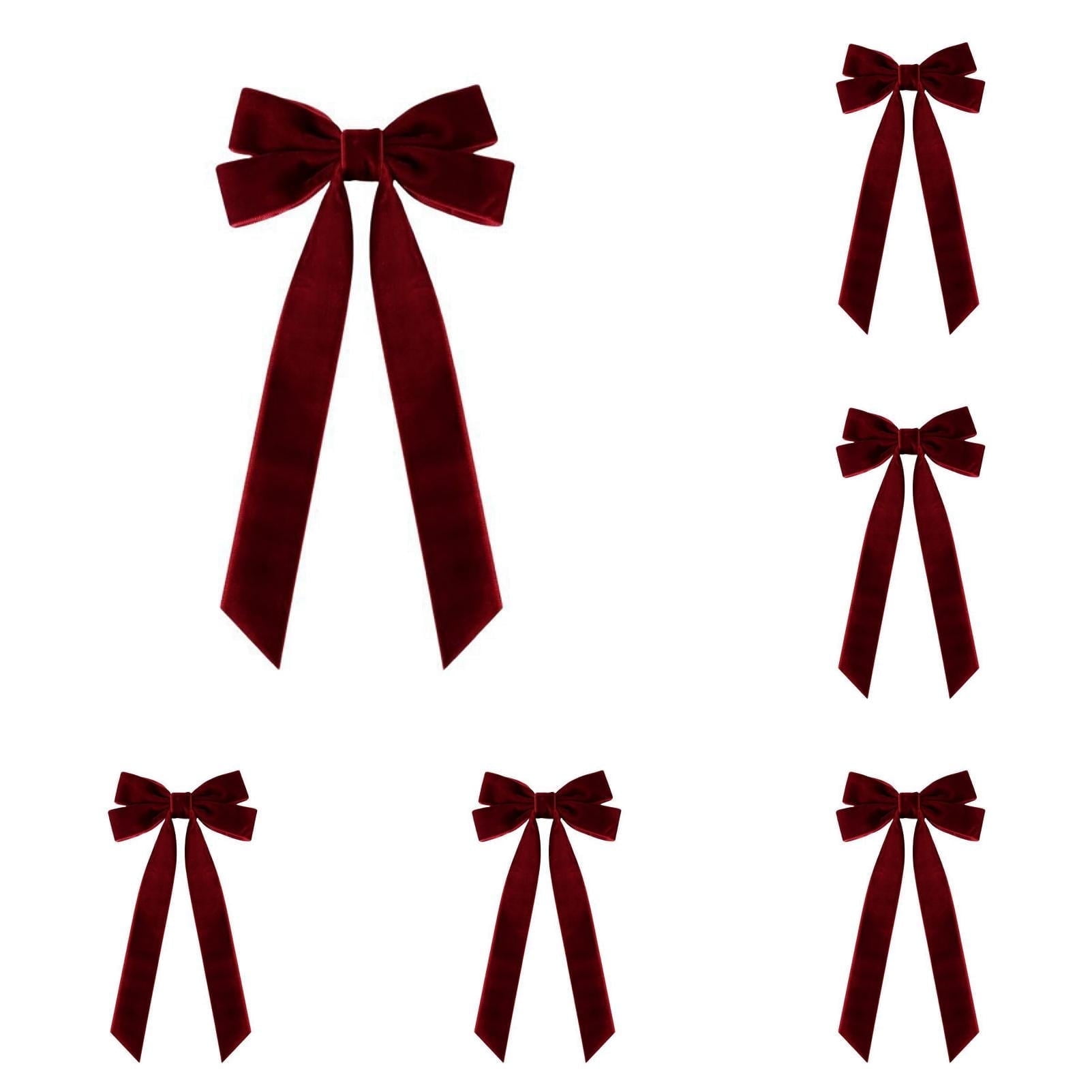 10 Pcs Burgundy Velvet Ribbon Bows for Christmas Tree Ornaments Sets ...