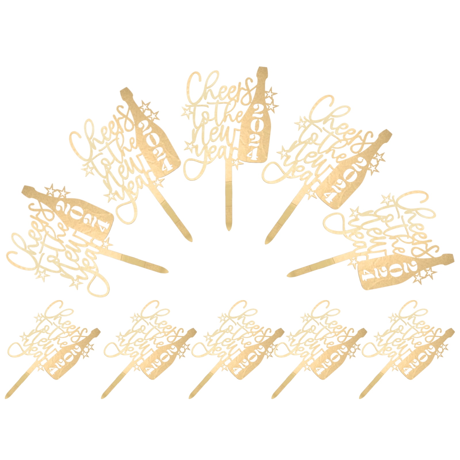 10 Pcs Cake Decoration Insert New Years Cupcake Decorations Decorative ...