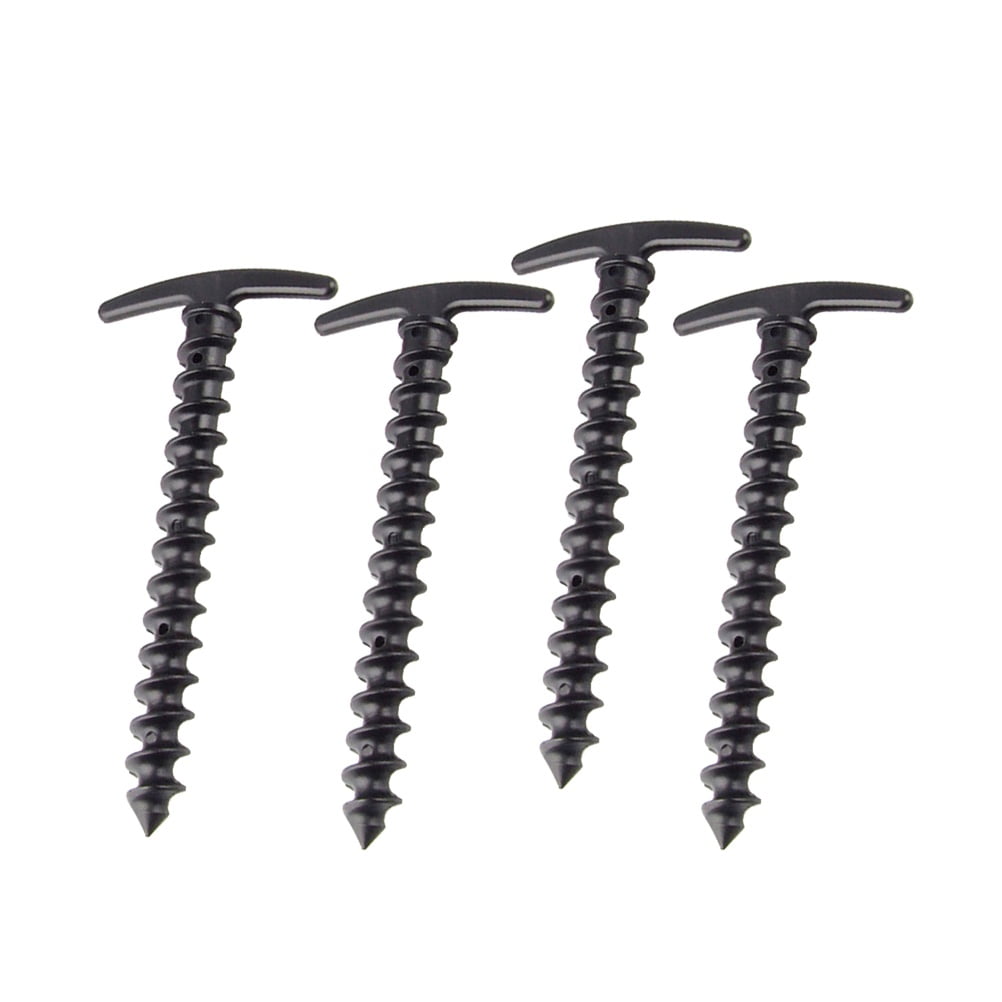 10 Pcs Camping Tent Pegs Beach Canopy Sun Shade Stake Bag Black ...