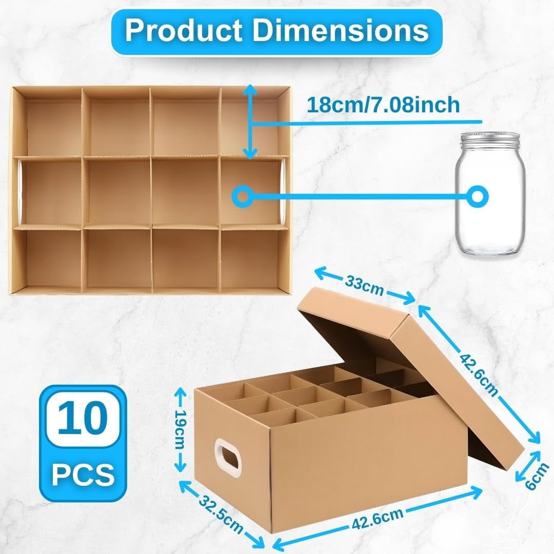 10 Pcs Canning Jar Storage Containers Boxes 32 oz – 12 Cells Mason Jar ...