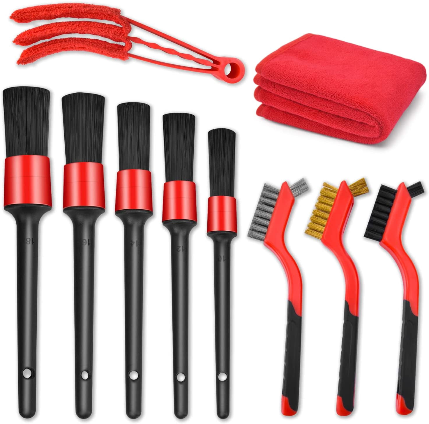 10 Pcs Car Detailing Brush Set ,Including 5 pcs Detail Brush , 3 pcs ...