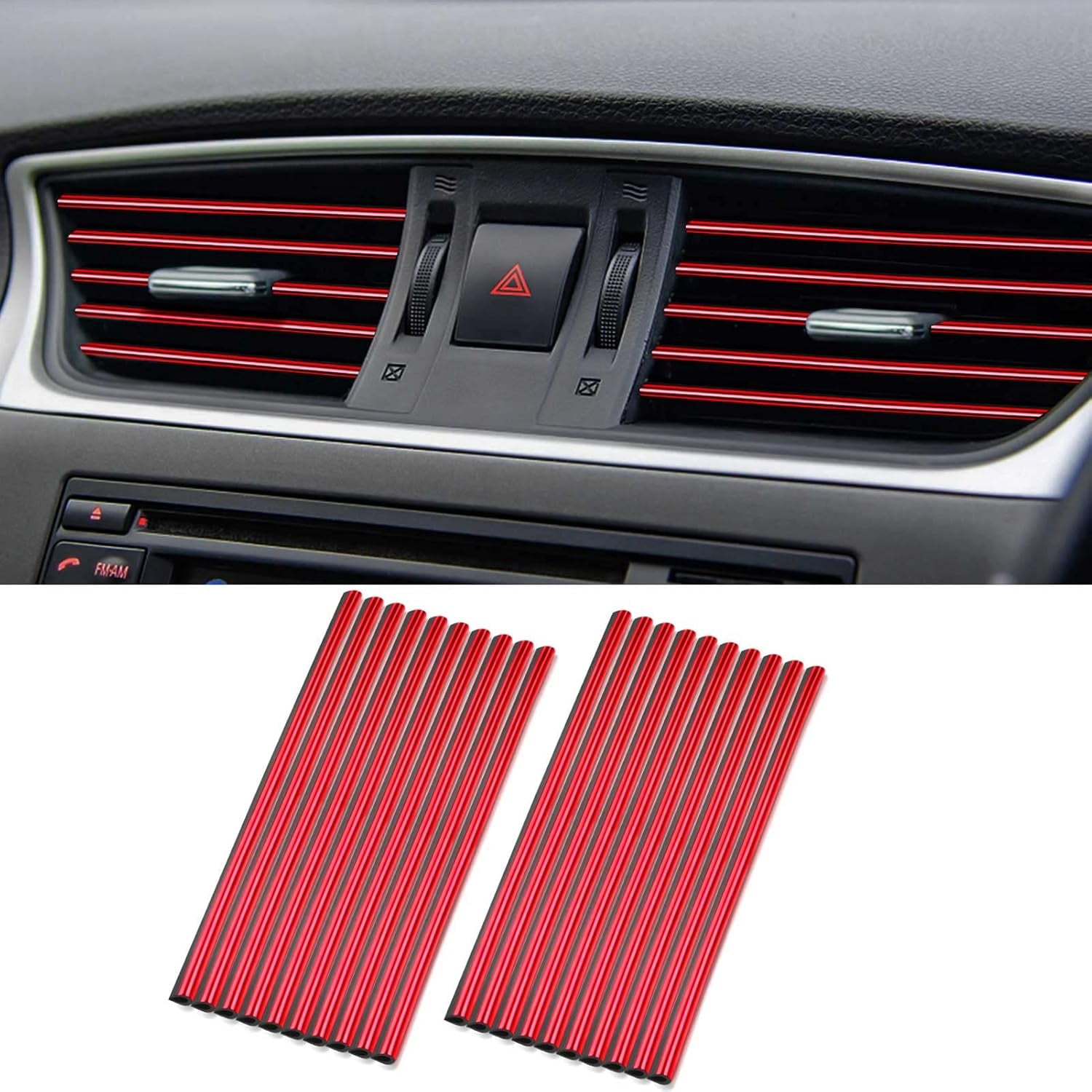 10 Pcs Car Vent Outlet Trim Strip Chrome PVC Car Air Conditioner Vent ...
