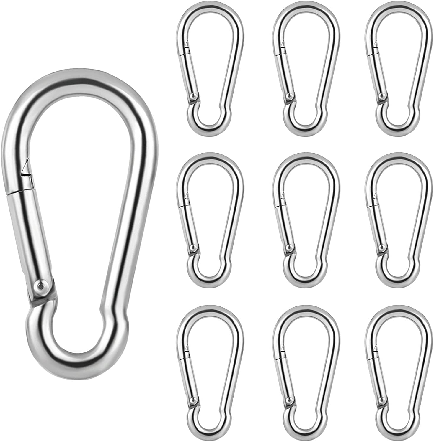 10 Pcs Carabiner Clips Spring-Snap Hook M5 2 Inch Quick Link 304 ...
