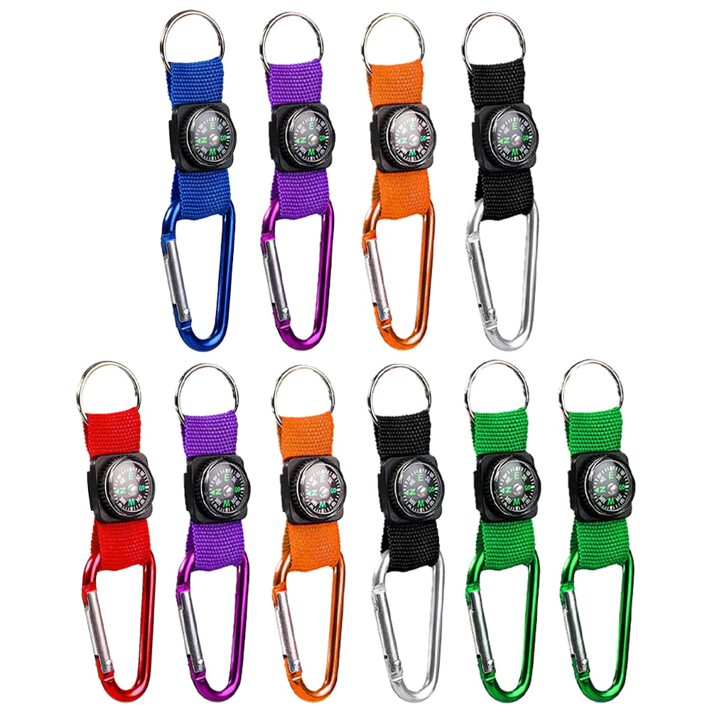 10 Pcs Carabiner Compass Children’s Toys Keychain Survival Hiking Small ...