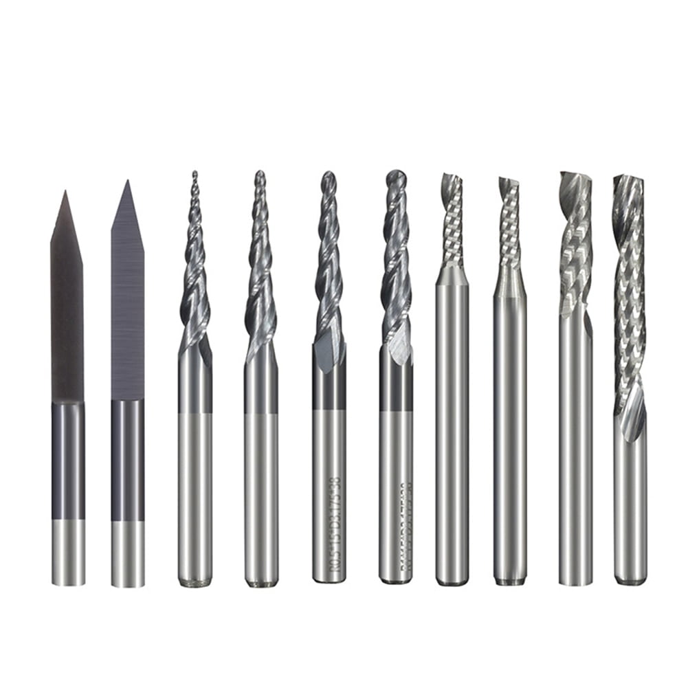 10 Pcs Carbide End Mill Engraving Bits Set CNC Router Bits 3.175mm ...