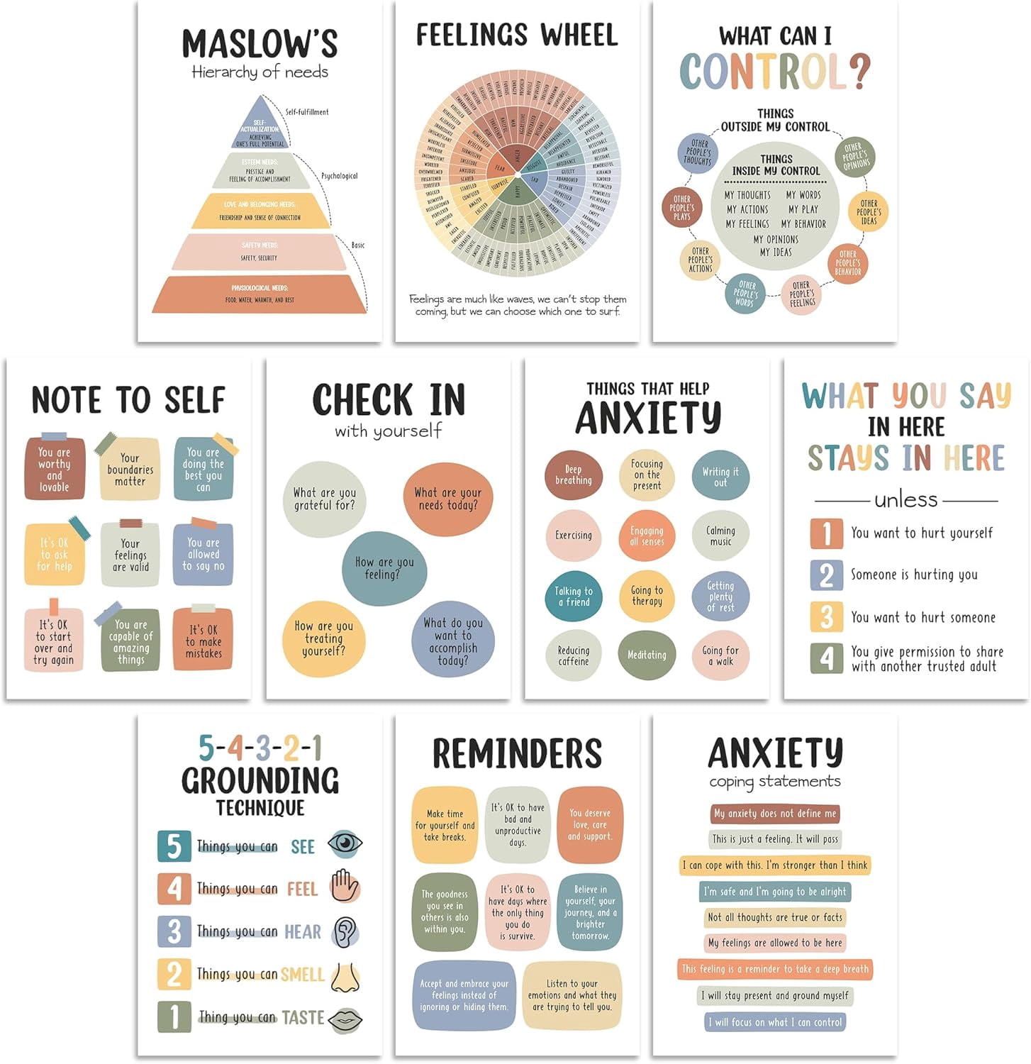 10 Pcs Care Mental Health Posters, Mental Health Matters Poster ...