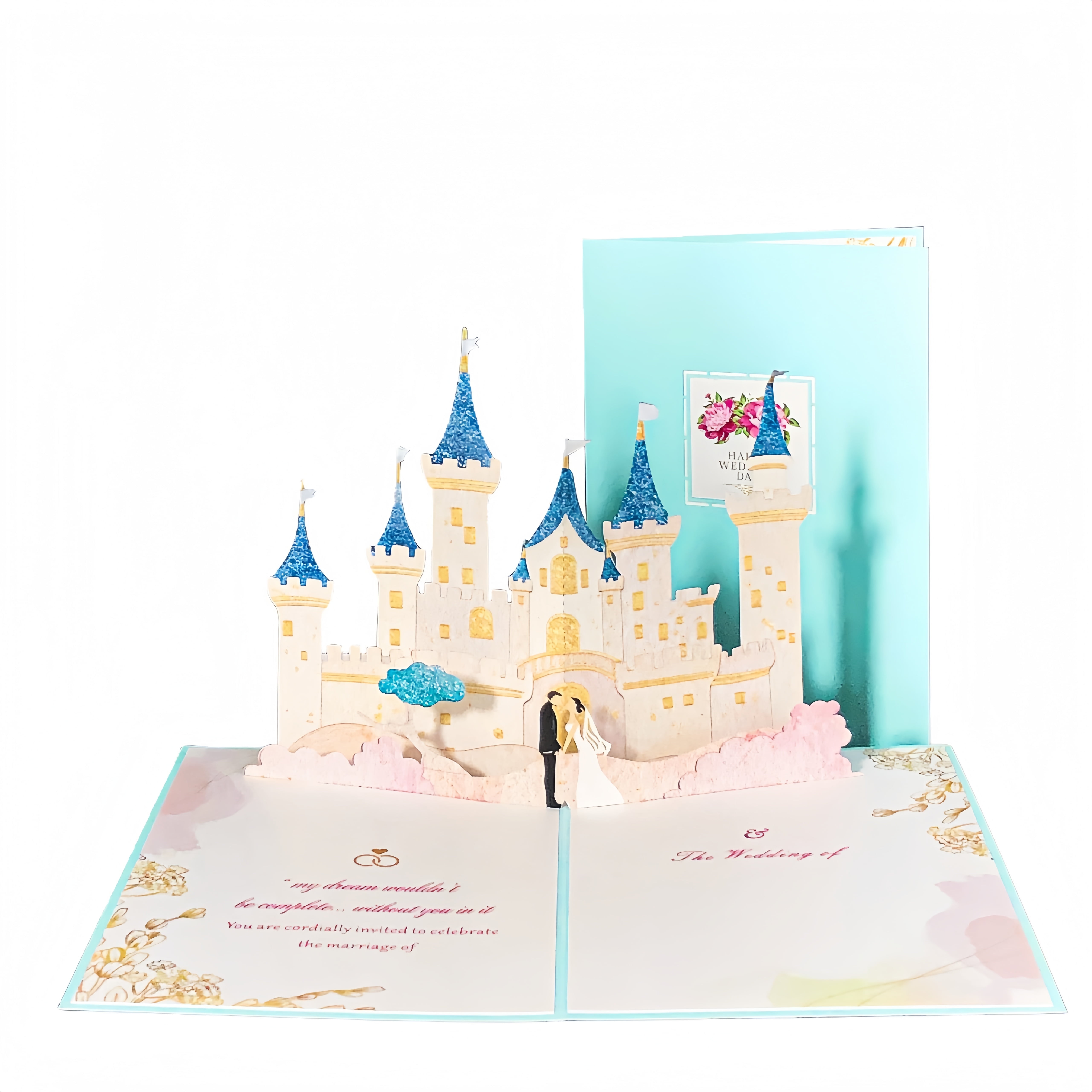 10 Pcs Castle Wedding Invitation - 3D Pop-Up Engagement Greeting Card with Personalization, 6x8 ...