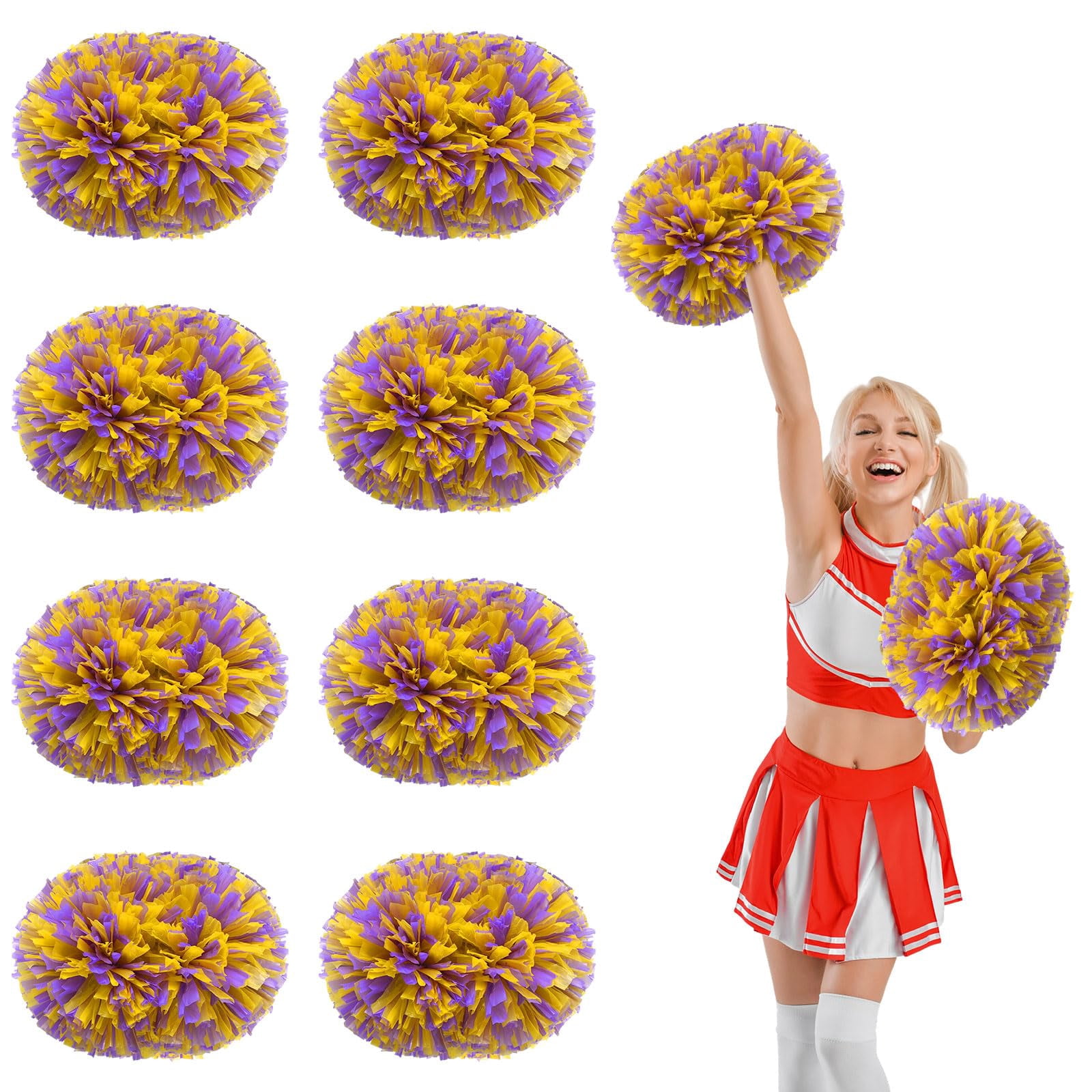 10 Pcs Cheerleading Pom Poms-with Handle Style Cheerleading Handheld ...