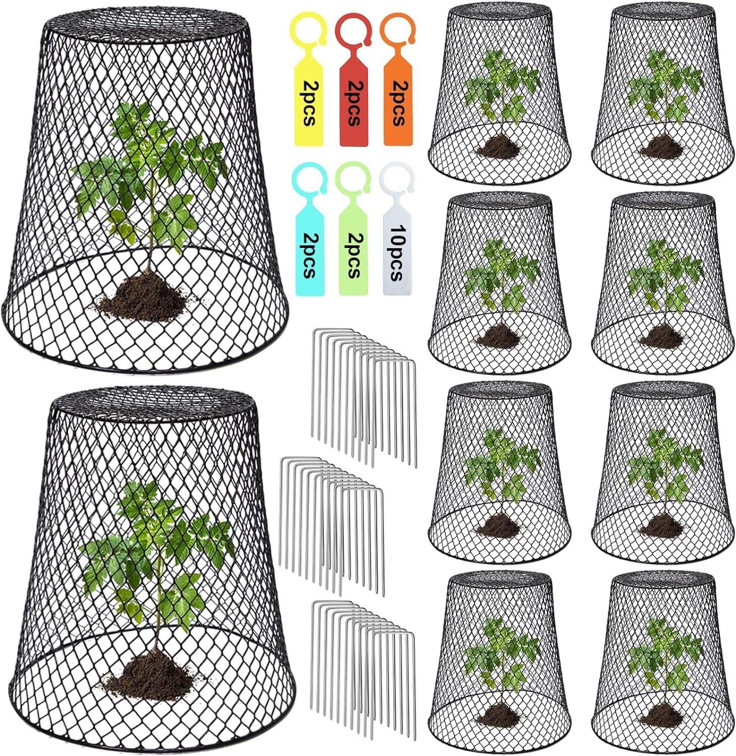 10 Pcs Chicken Wire Cloche Plant Covers Garden Netting Metal Heavy Duty ...