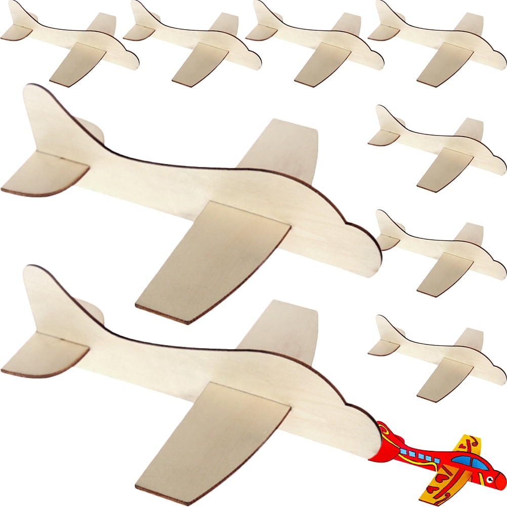 10 Pcs Wooden Airplane Model Kits for Kids, Unfinished Glider Toys ...