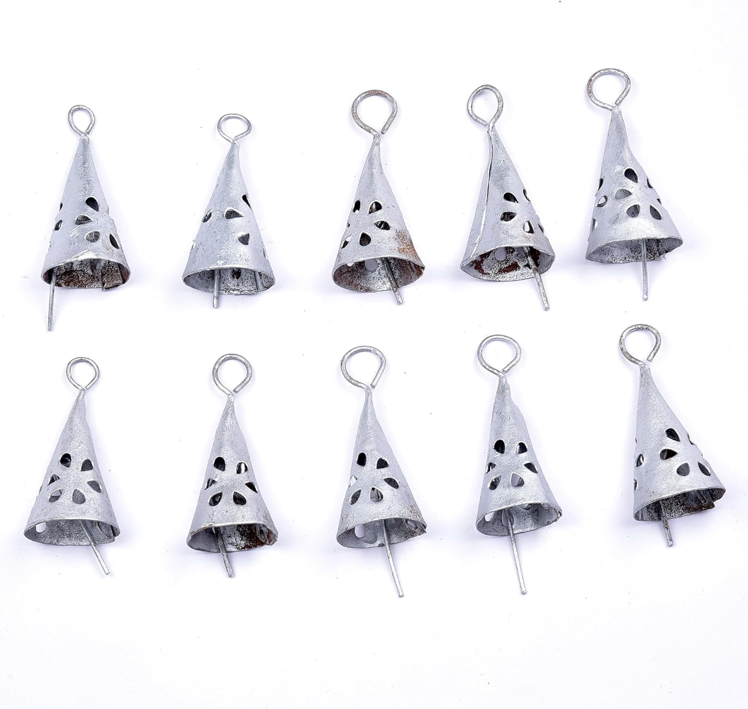 10 Pcs Christmas Bells for Crafts – Silver Small Hanging Metal Tin ...