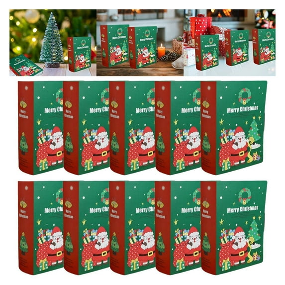 10 Pcs Christmas Candy Boxes Merry Christmas Santa Claus Xmas Tree ...