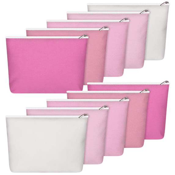 10 Pcs Christmas Canvas Makeup Bags Bulk for Women Blank DIY Pencil ...