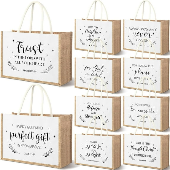 10 Pcs Christmas Christian Gifts Religious Burlap Gift Bags with ...